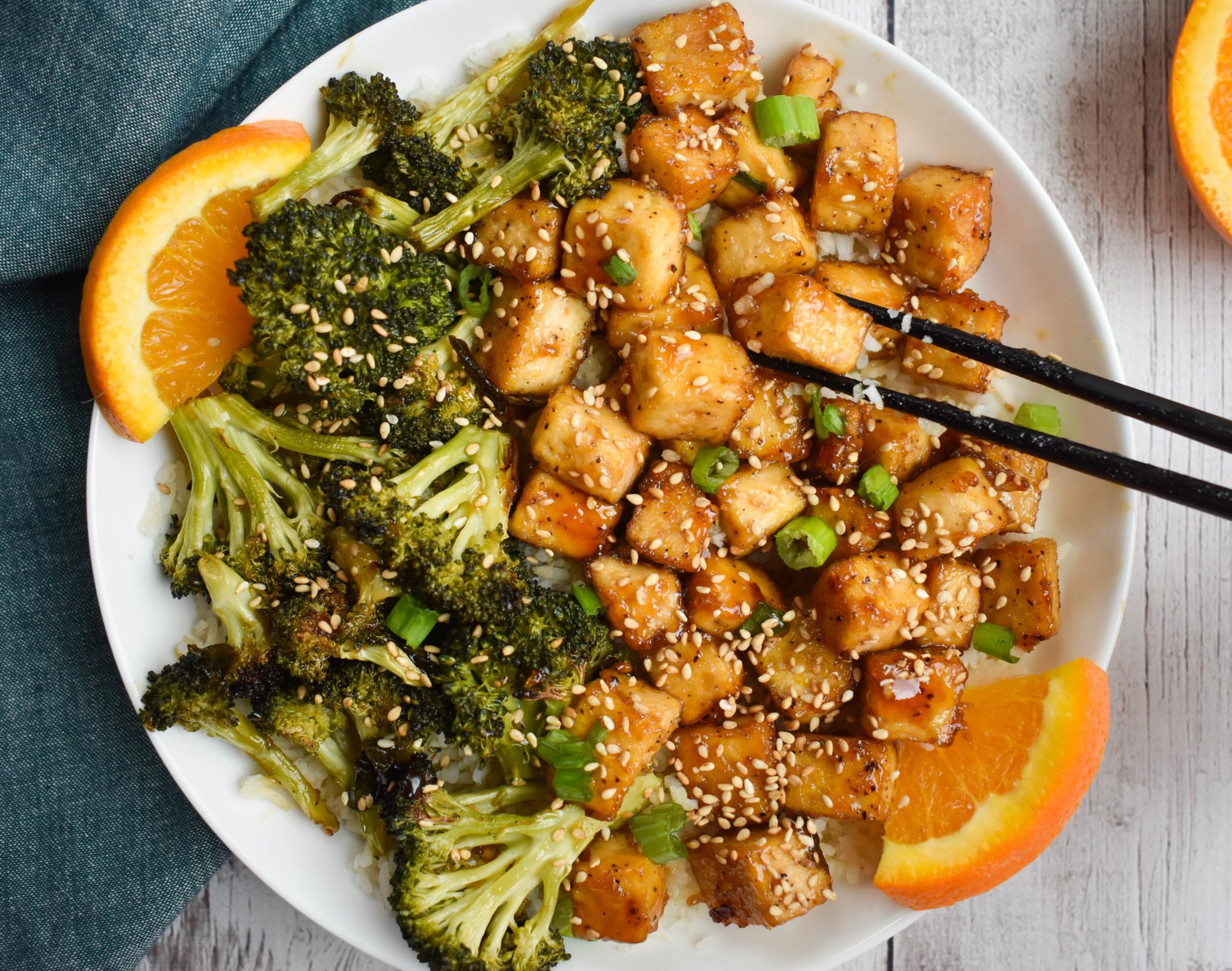 Low-FODMAP Sheet Pan Orange Tofu with Broccoli; Gluten-free, Dairy-free, Vegan | Dr. Rachel Pauls