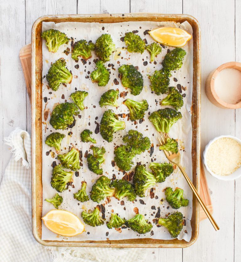 Easy Low-FODMAP Sheet Pan Roasted Broccoli; Gluten-free | Dr. Rachel Pauls