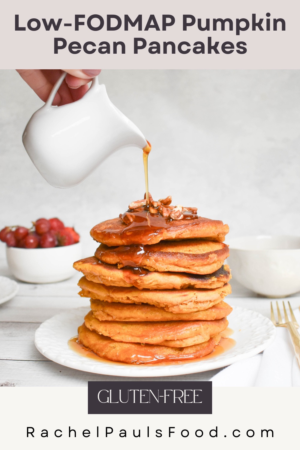 Low-FODMAP & Gluten-free Pumpkin Pecan Pancakes | Dr. Rachel Pauls
