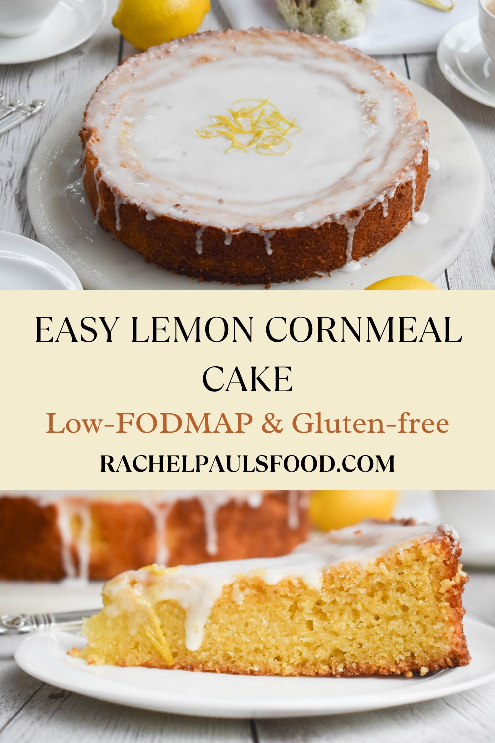 Easy Lemon Cornmeal Cake; Low-FODMAP, Gluten-free | Dr. Rachel Pauls