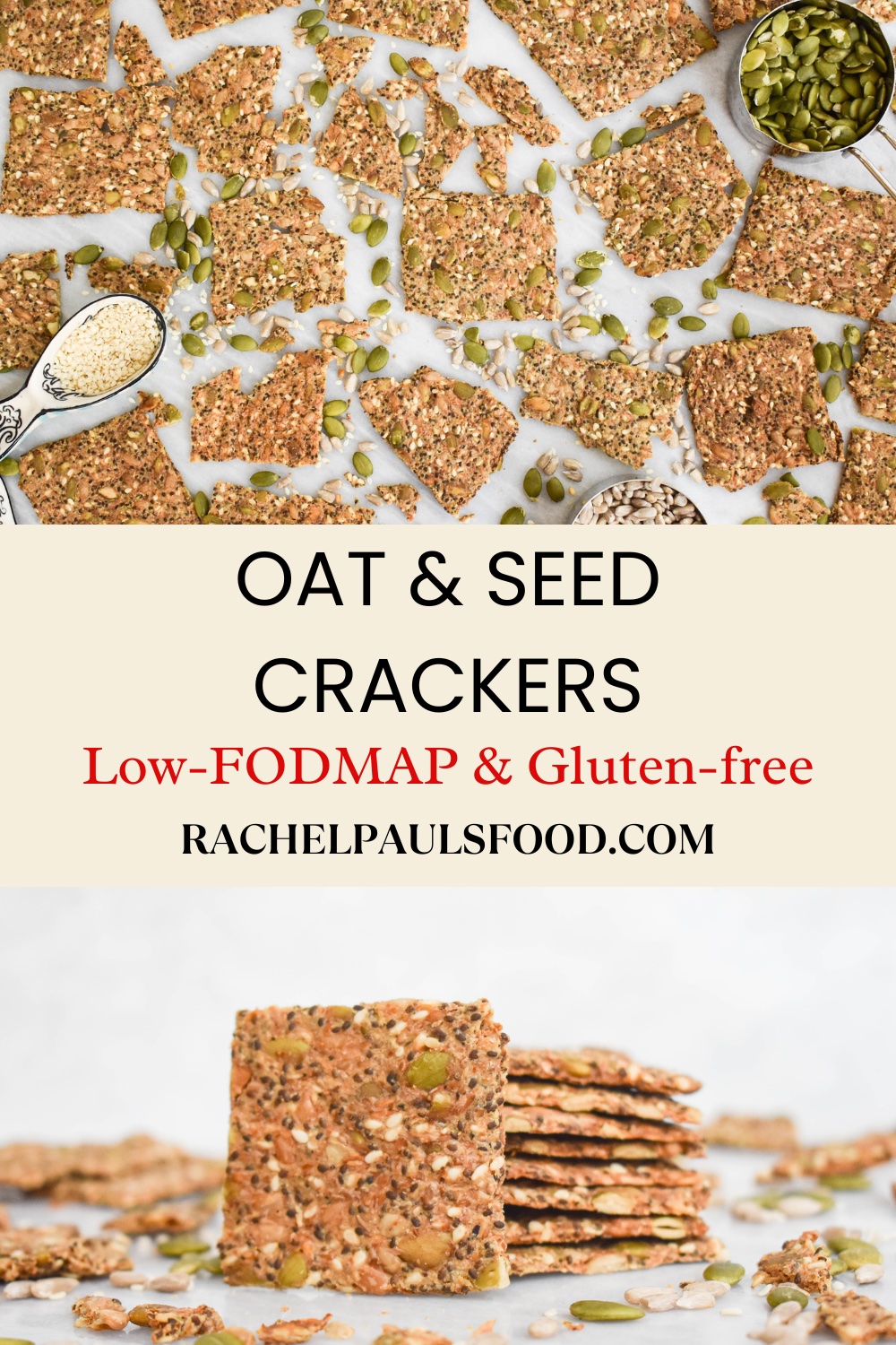 Low-FODMAP Oat & Seed Crackers; Gluten-free, Vegan | Dr. Rachel Pauls